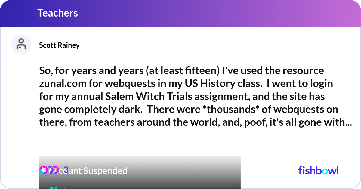 So, for years and years (at least fifteen) I've us... | Fishbowl