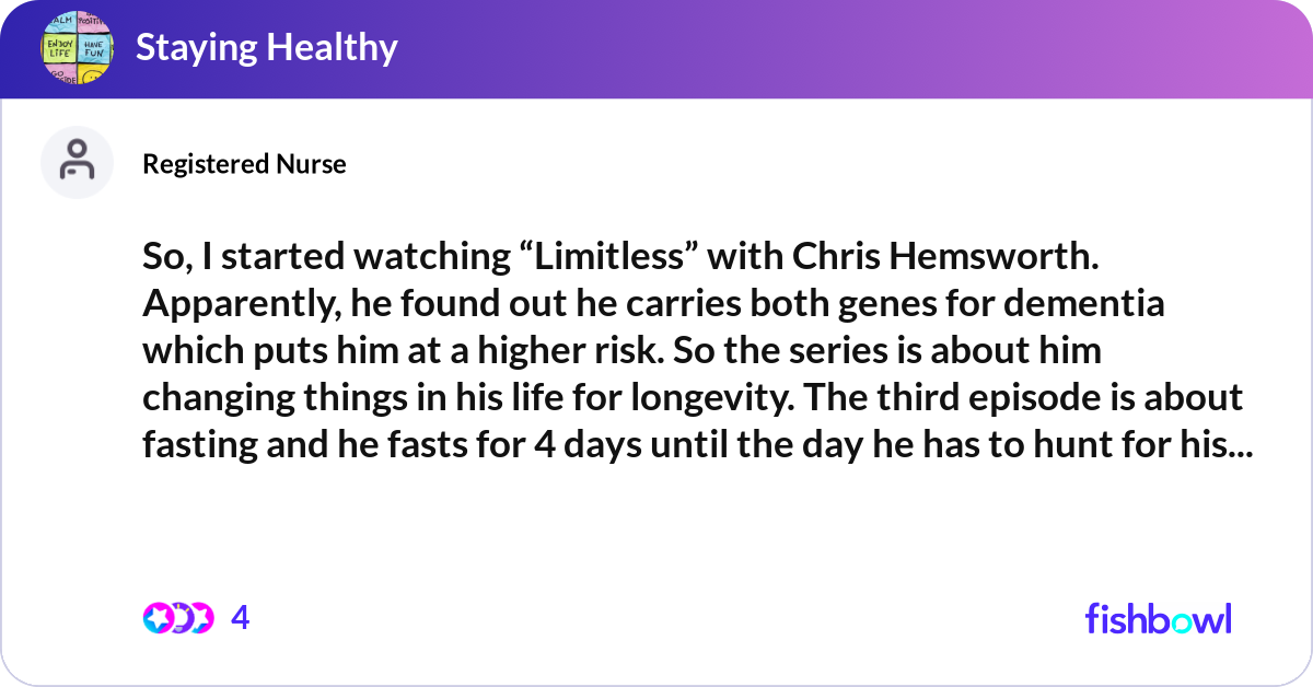 So, I started watching “Limitless” with Chris Hems... | Fishbowl