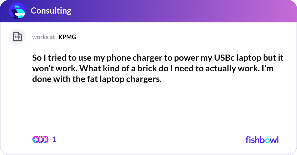 So I tried to use my phone charger to power my USB... | Fishbowl