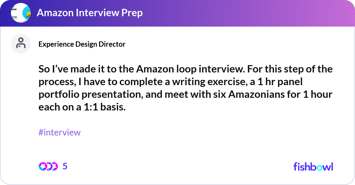 So I’ve made it to the Amazon loop interview. For ... | Fishbowl