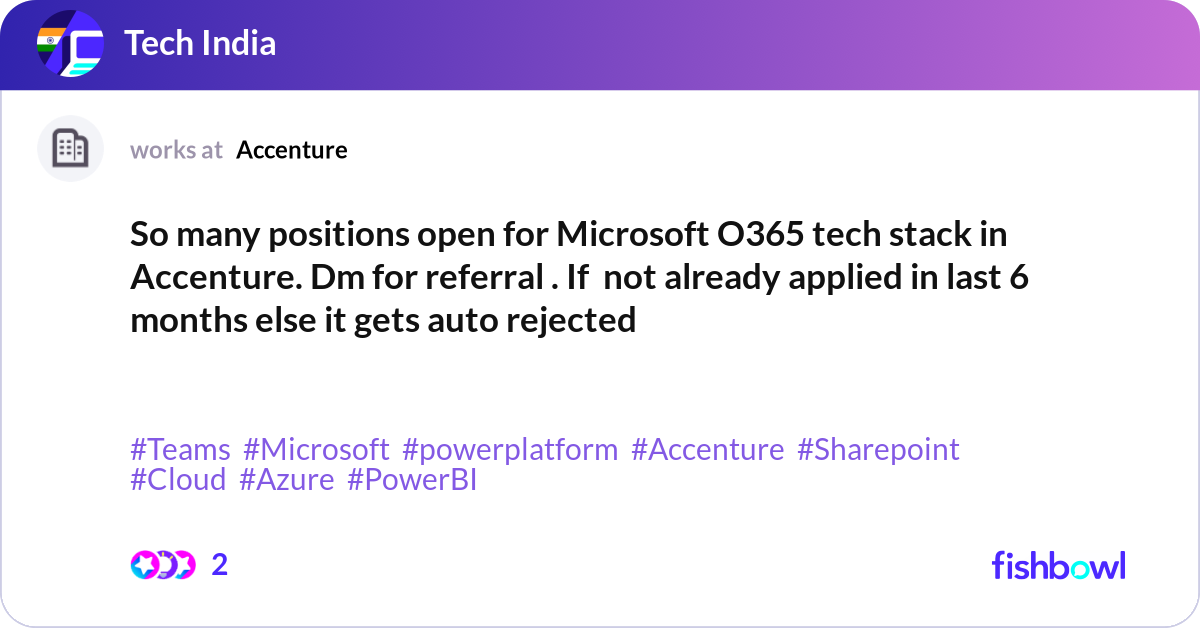 So many positions open for Microsoft O365 tech sta... | Fishbowl