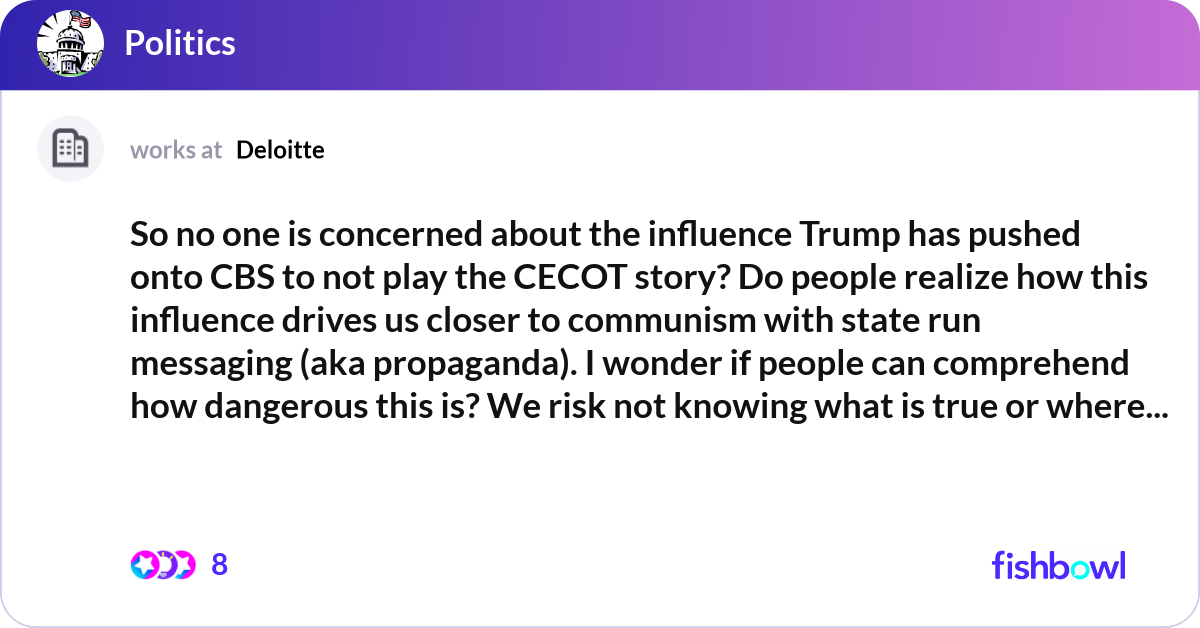 So no one is concerned about the influence Trump h... | Fishbowl