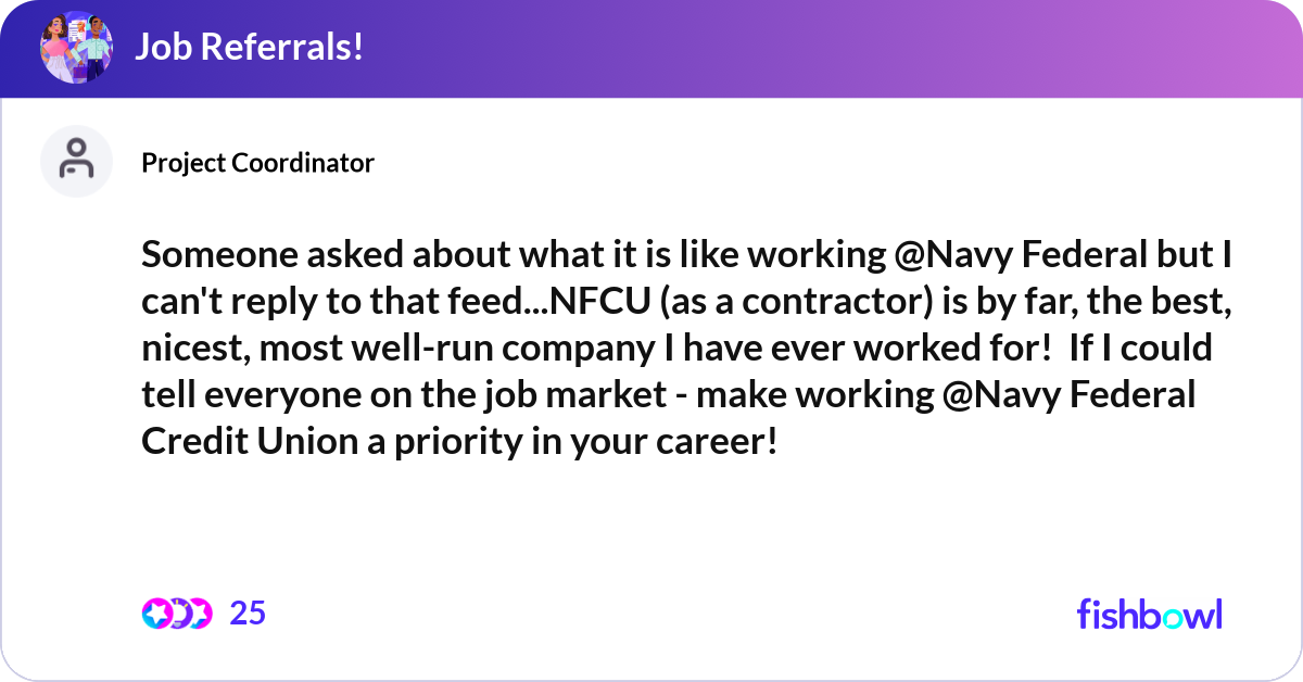Someone asked about what it is like working @Navy ... | Fishbowl