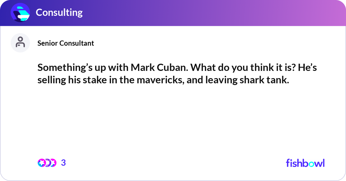 Something’s up with Mark Cuban. What do you think ... | Fishbowl