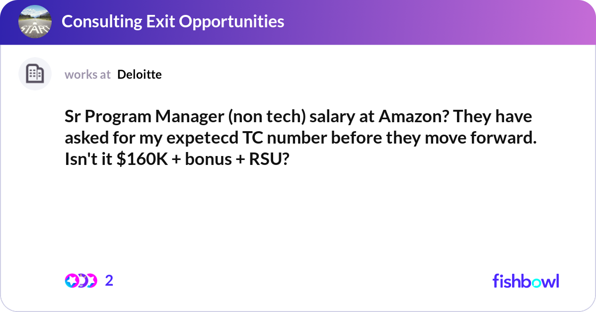 Sr Program Manager (non tech) salary at Amazon? Th... | Fishbowl