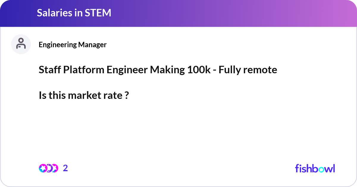 Staff Platform Engineer Making 100k - Fully remote... | Fishbowl