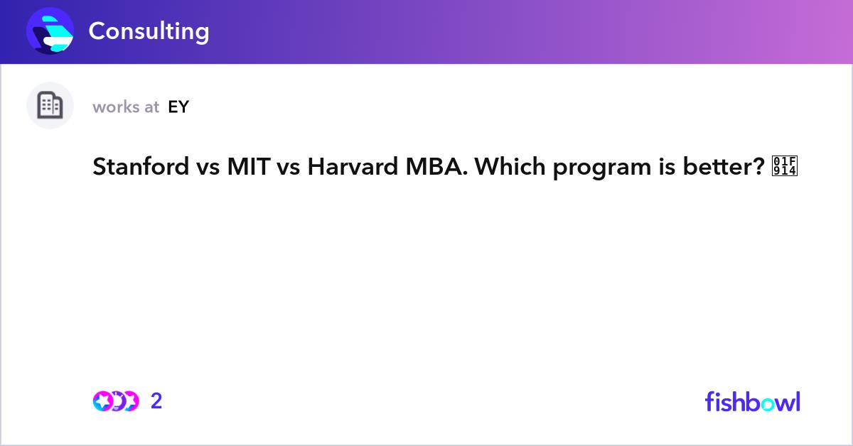 Stanford vs MIT vs Harvard MBA. Which program is b... | Fishbowl