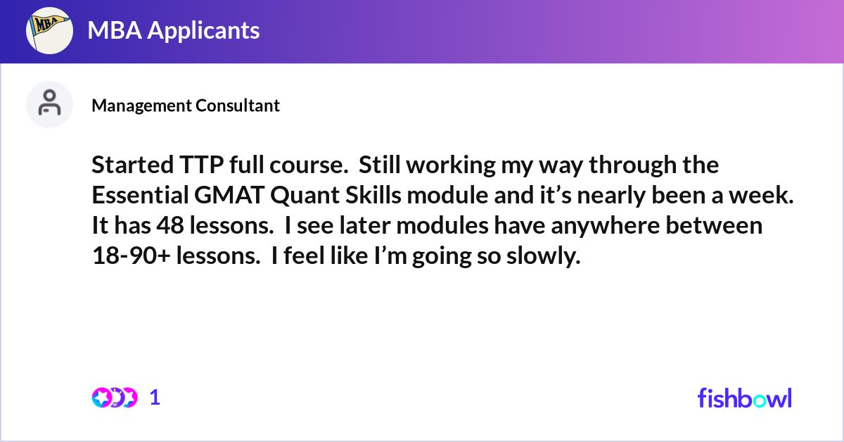 Started TTP full course. Still working my way thr... | Fishbowl