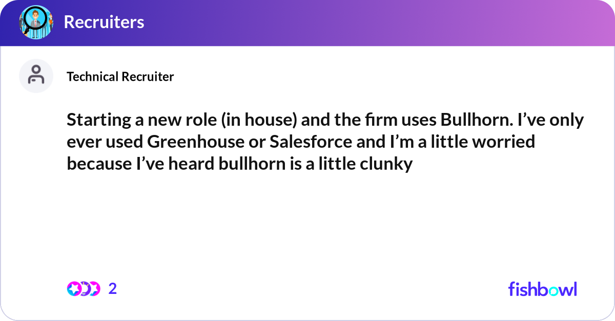 Starting a new role (in house) and the firm uses B... | Fishbowl