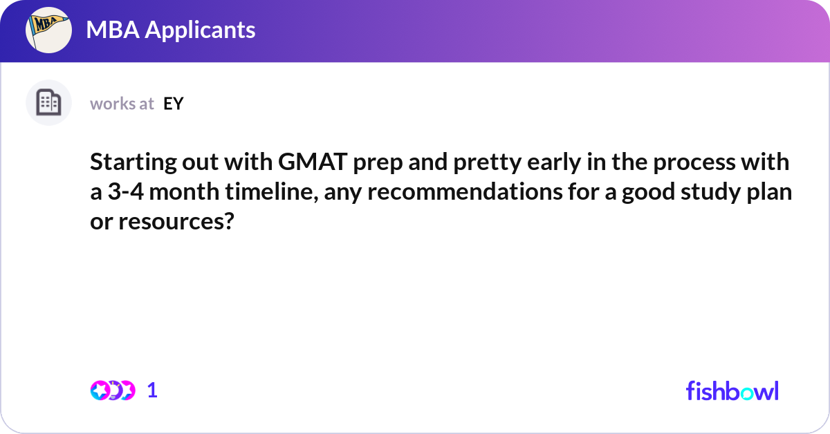 Starting out with GMAT prep and pretty early in th... | Fishbowl