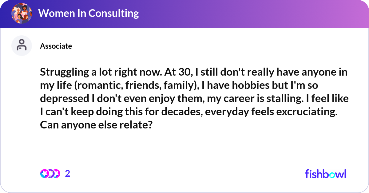 Struggling a lot right now. At 30, I still don't r... | Fishbowl