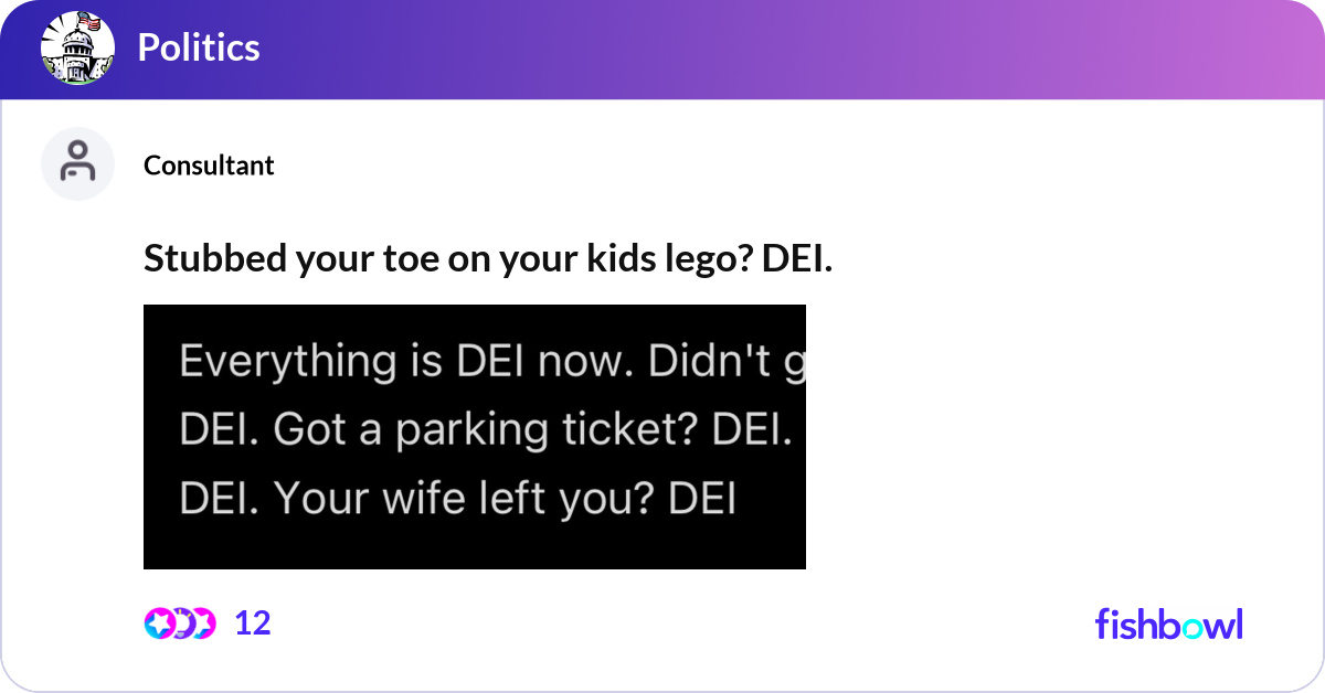 Stubbed your toe on your kids lego? DEI. | Fishbowl
