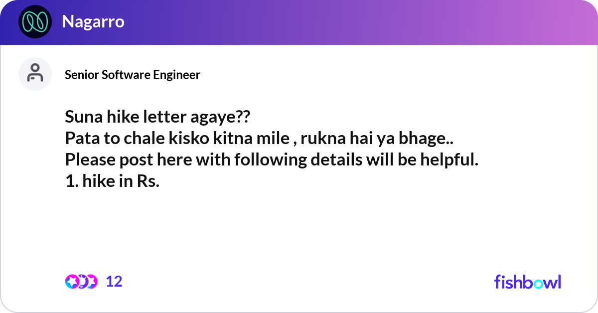 Suna hike letter agaye?? Pata to chale kisko kitna... | Fishbowl