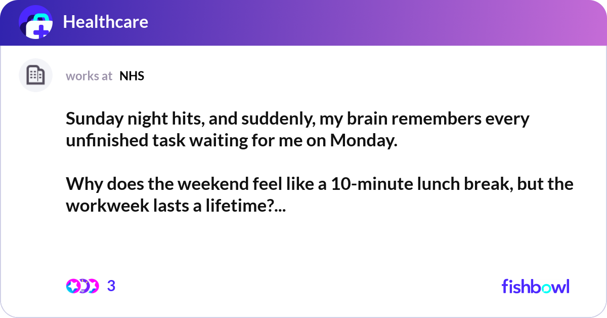 Sunday night hits, and suddenly, my brain remember... | Fishbowl