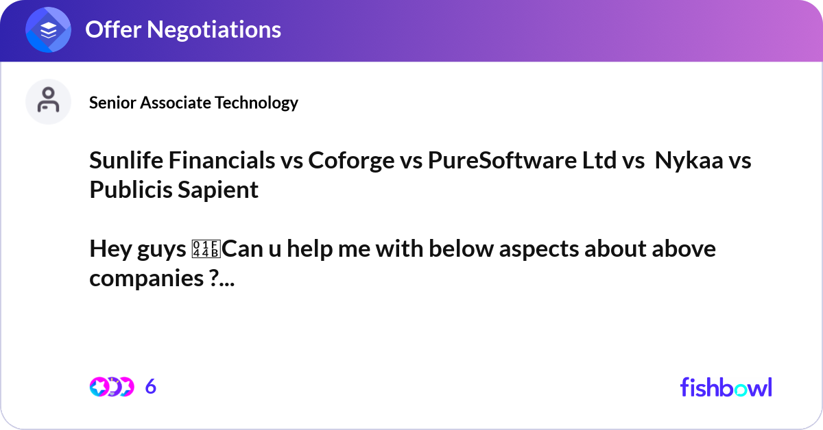 Sunlife Financials vs Coforge vs PureSoftware Ltd ... | Fishbowl