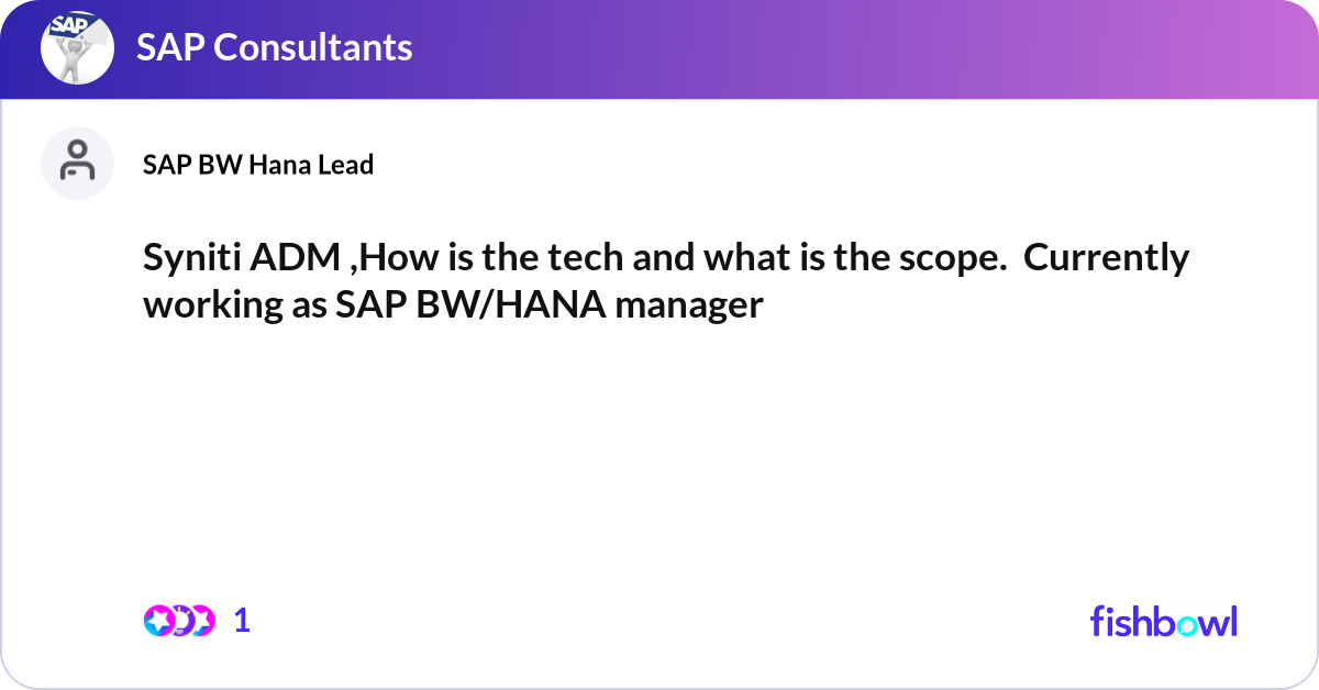 Syniti ADM ,How is the tech and what is the scope.... | Fishbowl