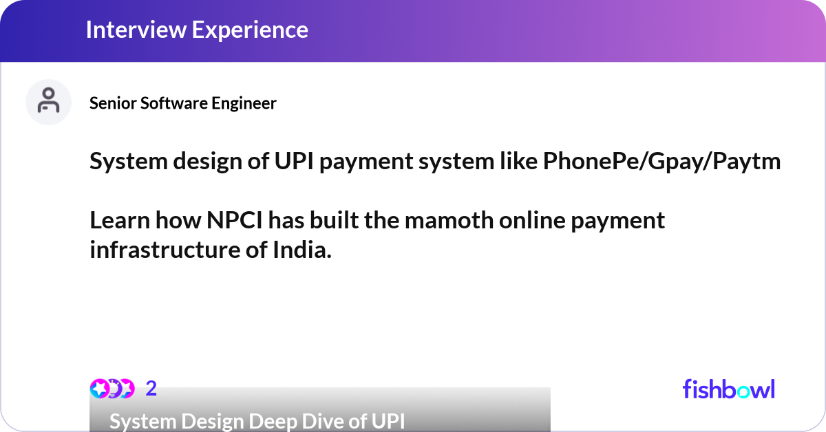 System design of UPI payment system like PhonePe/G... | Fishbowl