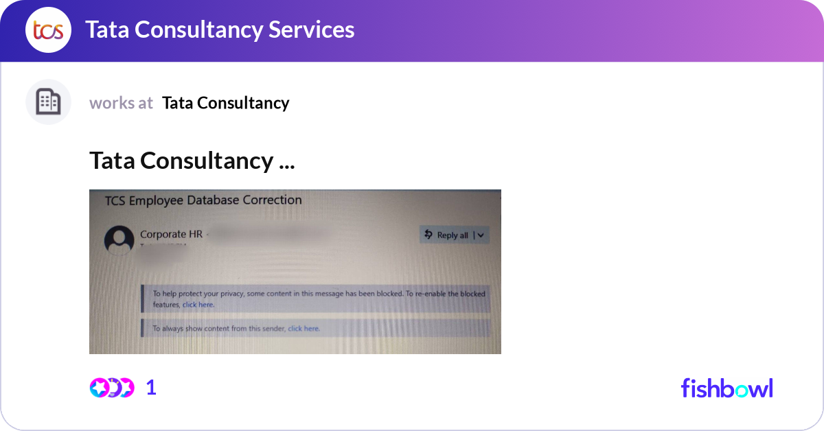 Tata Consultancy Hi fishes, Today I received this... | Fishbowl