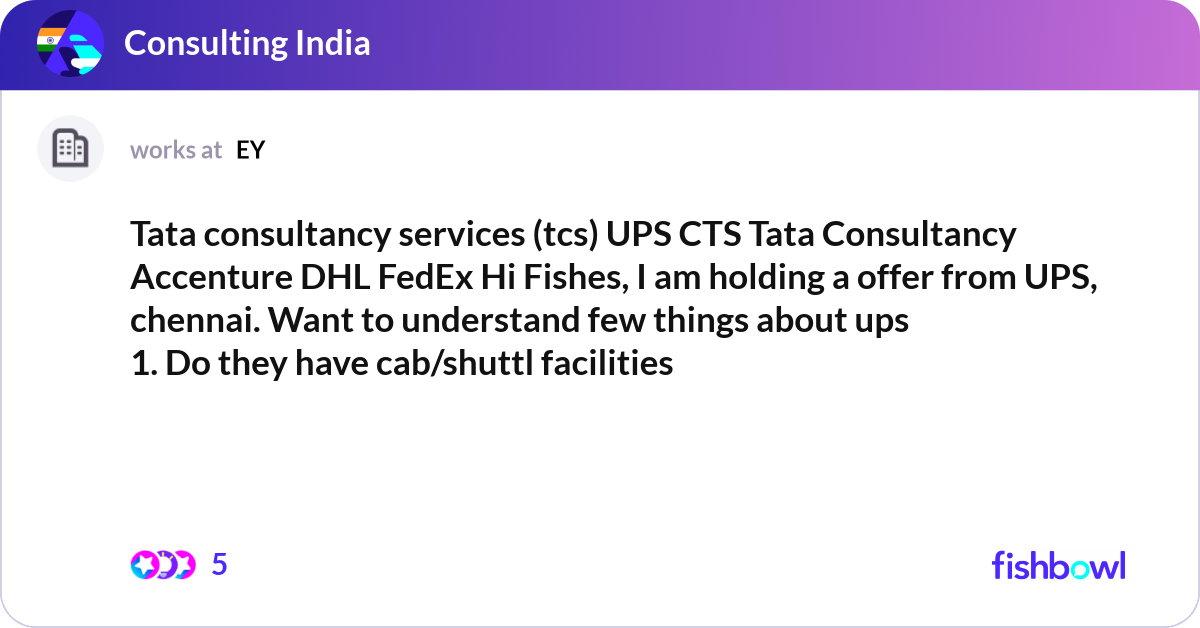 Tata consultancy services (tcs) UPS CTS Tata Consu... | Fishbowl