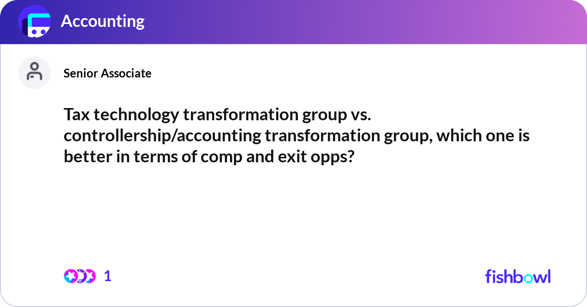 Tax technology transformation group vs. controller... | Fishbowl
