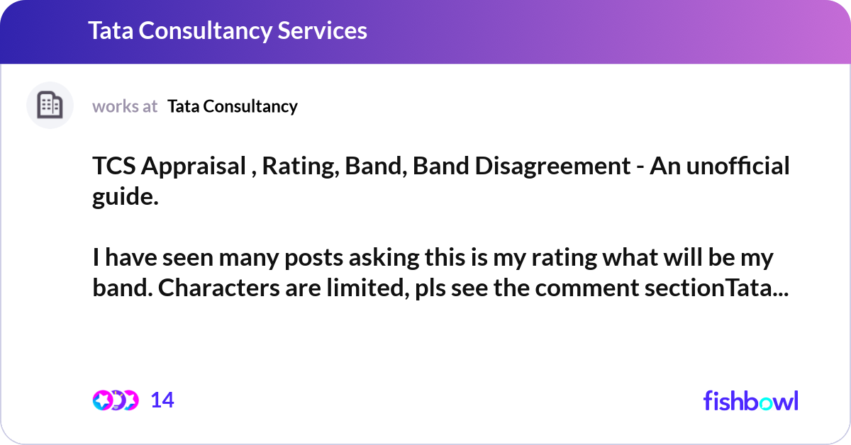 TCS Appraisal , Rating, Band, Band Disagreement - ... | Fishbowl