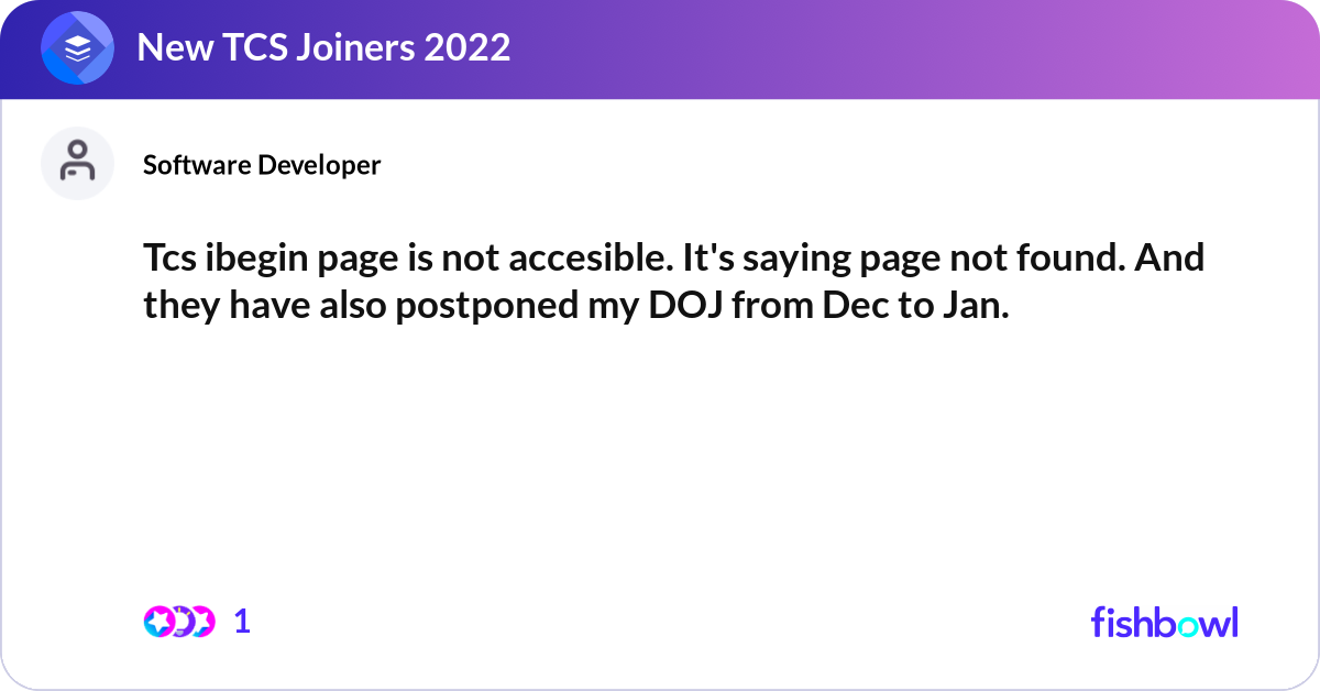 Tcs ibegin page is not accesible. It's saying page... | Fishbowl