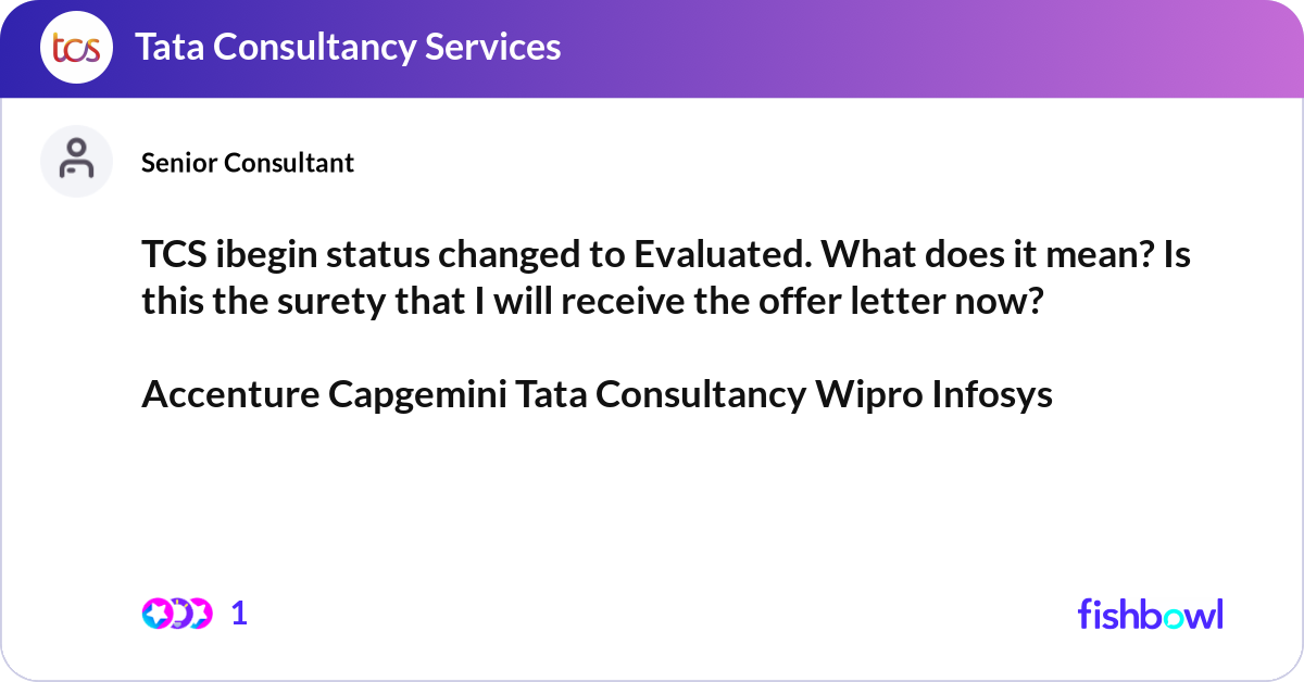 TCS ibegin status changed to Evaluated. What does ... | Fishbowl