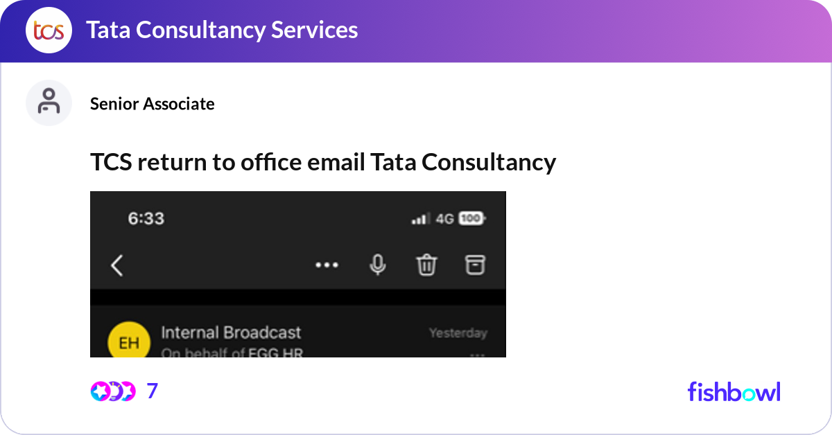 TCS return to office email Tata Consultancy | Fishbowl