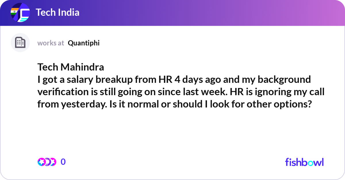 Tech Mahindra I got a salary breakup from HR 4 da... | Fishbowl