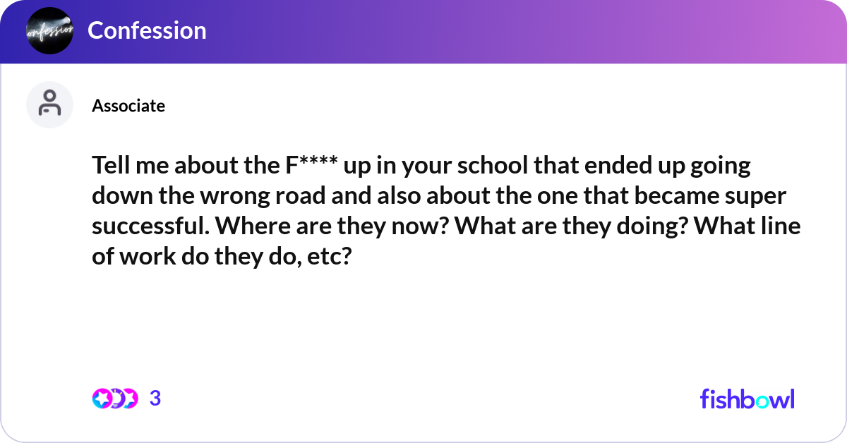 Tell me about the F**** up in your school that end... | Fishbowl