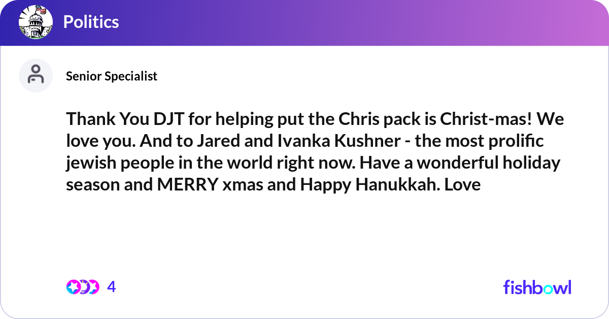 Thank You DJT for helping put the Chris pack is Ch... | Fishbowl