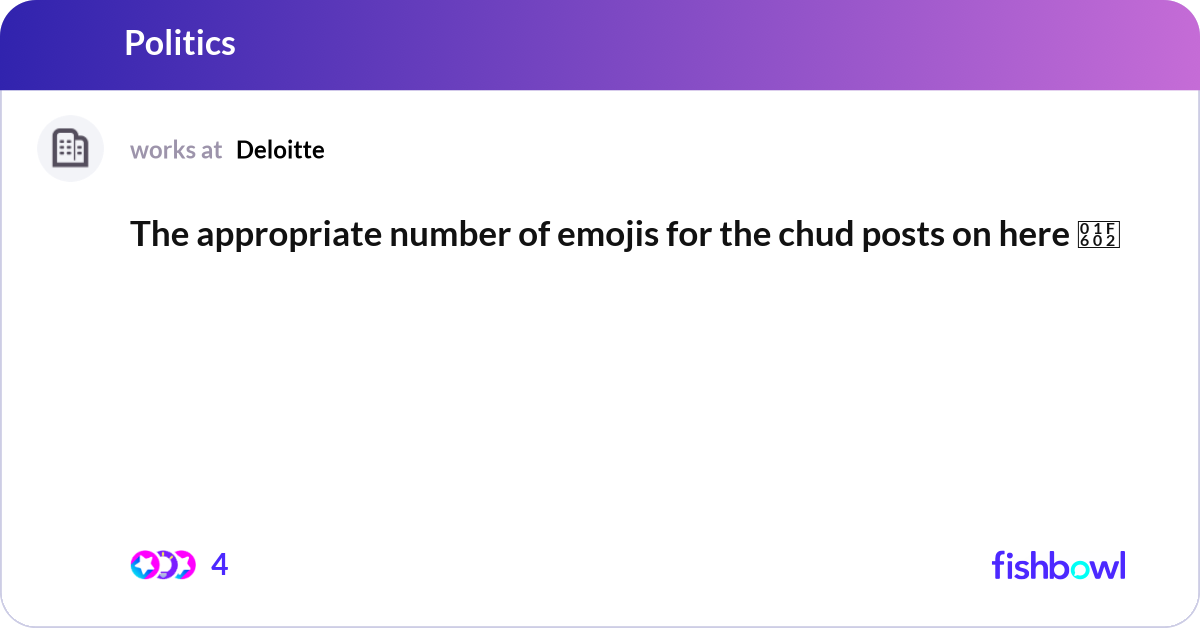 The appropriate number of emojis for the chud post... | Fishbowl