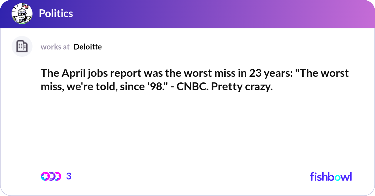 The April jobs report was the worst miss in 23 yea... | Fishbowl