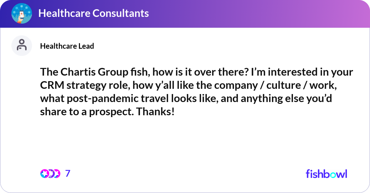 The Chartis Group fish, how is it over there? I’m ... | Fishbowl