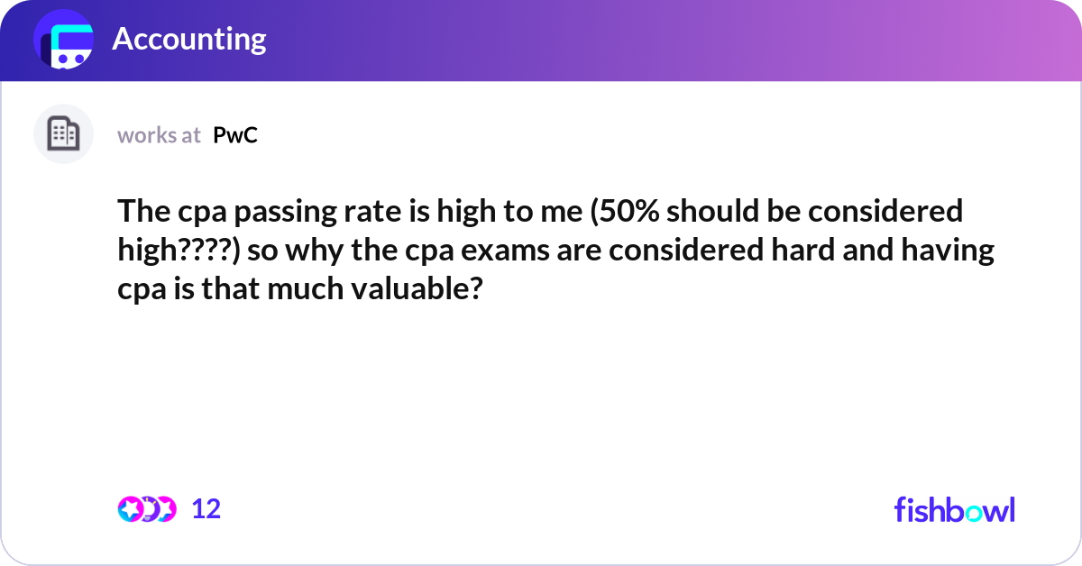 The cpa passing rate is high to me (50% should be ... | Fishbowl