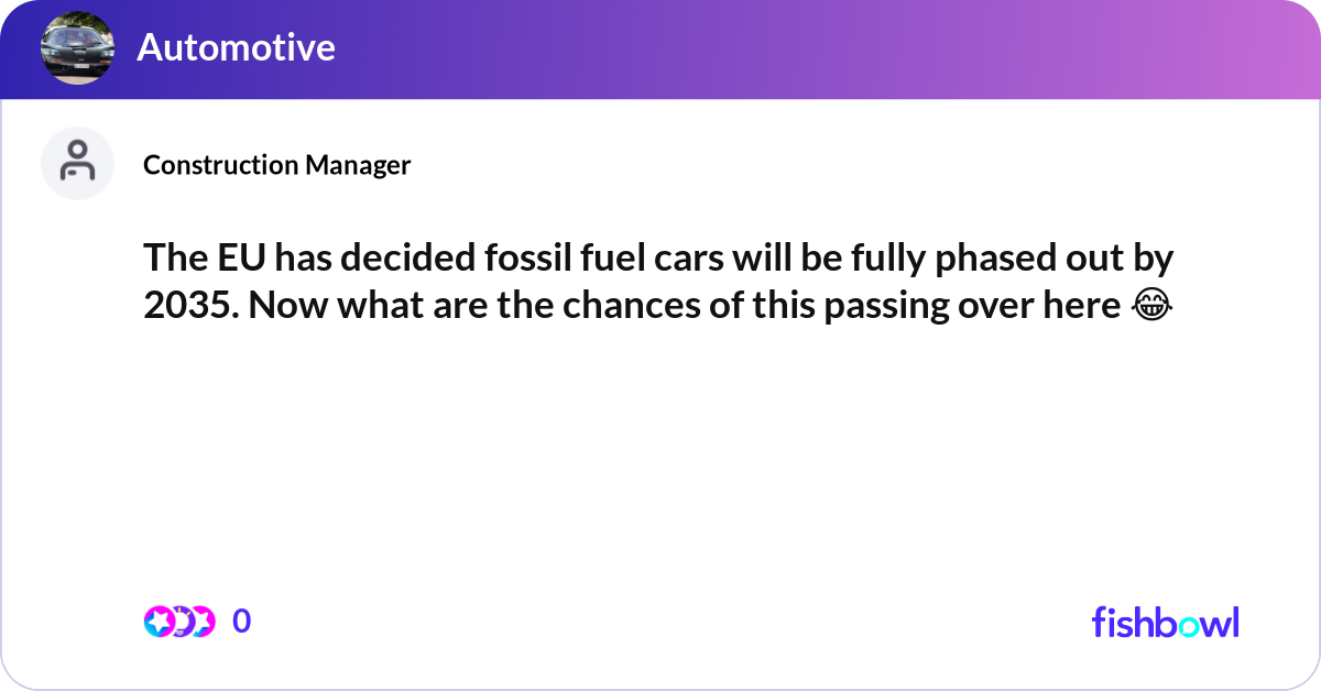 The EU has decided fossil fuel cars will be fully ... | Fishbowl
