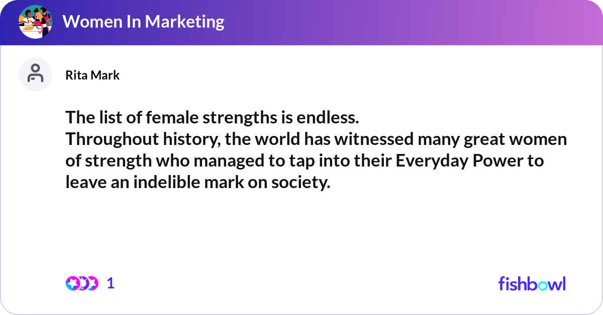 The list of female strengths is endless. Throughou... | Fishbowl