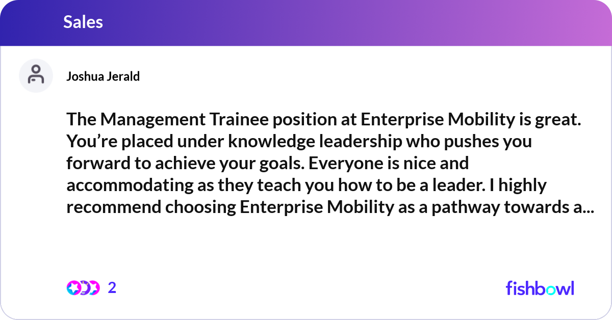 The Management Trainee position at Enterprise Mobi... | Fishbowl