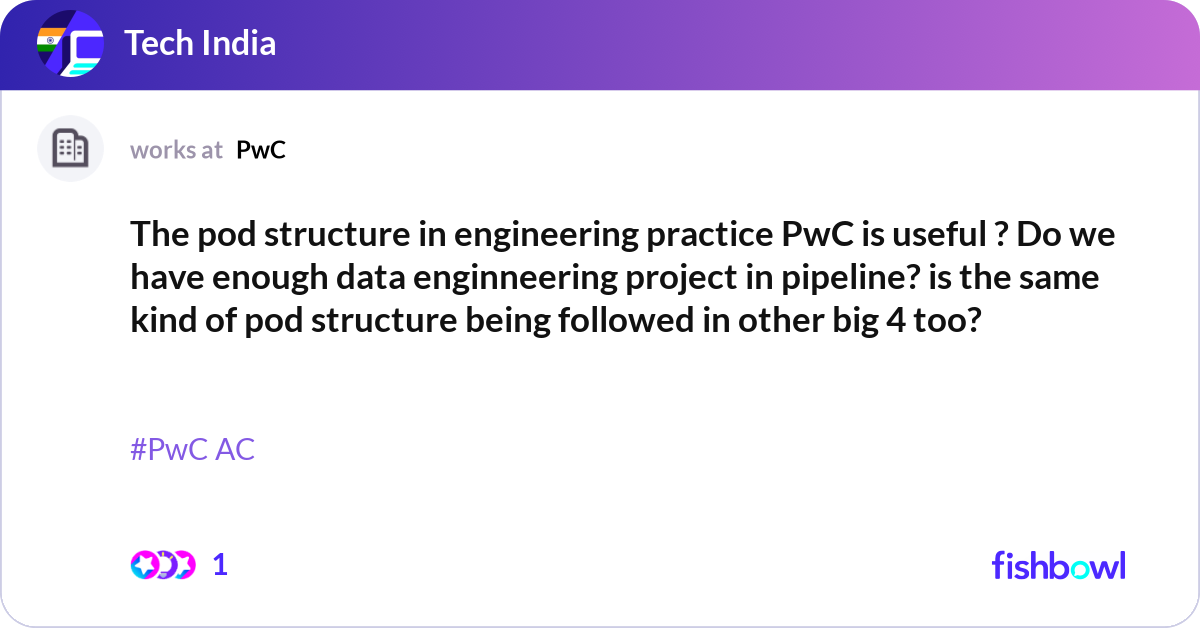The pod structure in engineering practice PwC is u... | Fishbowl