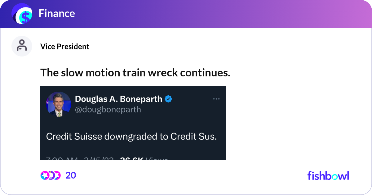 The slow motion train wreck continues. | Fishbowl