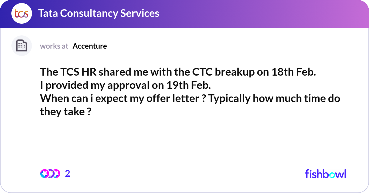 The TCS HR shared me with the CTC breakup on 18th ... | Fishbowl