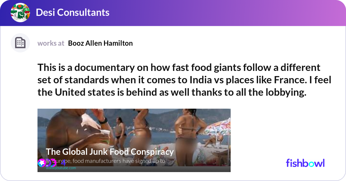 This is a documentary on how fast food giants foll... | Fishbowl