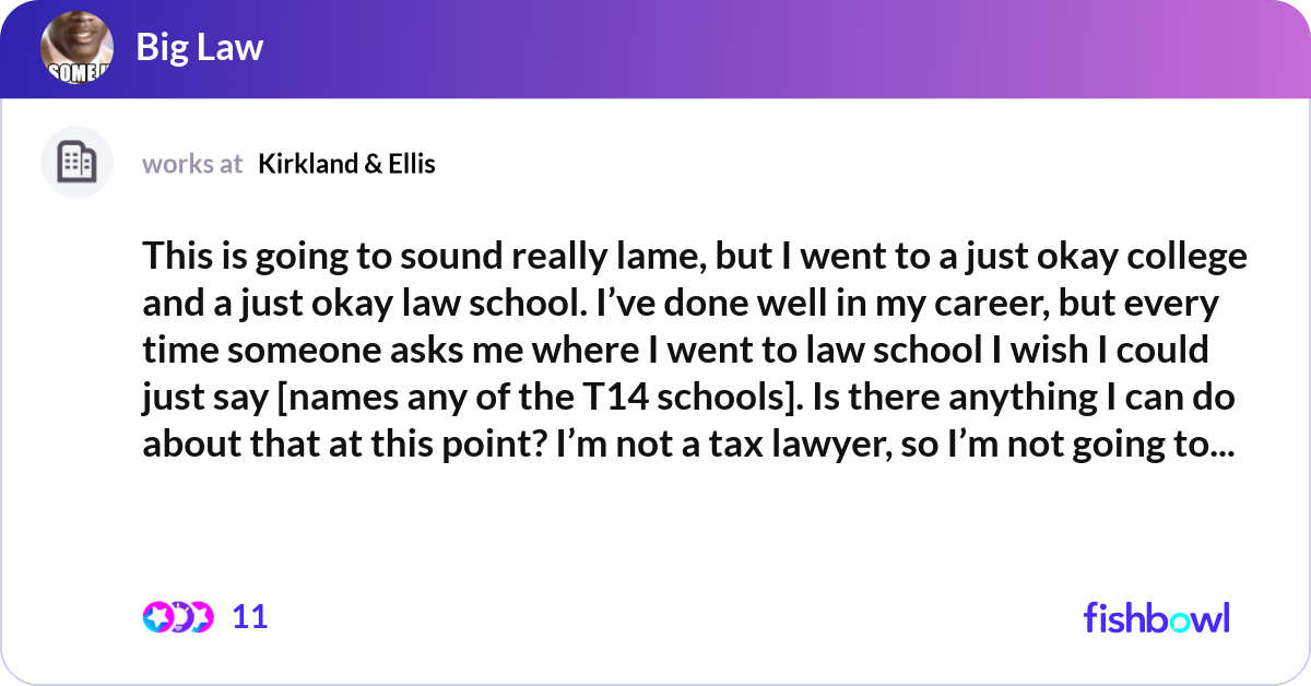 This is going to sound really lame, but I went to ... | Fishbowl