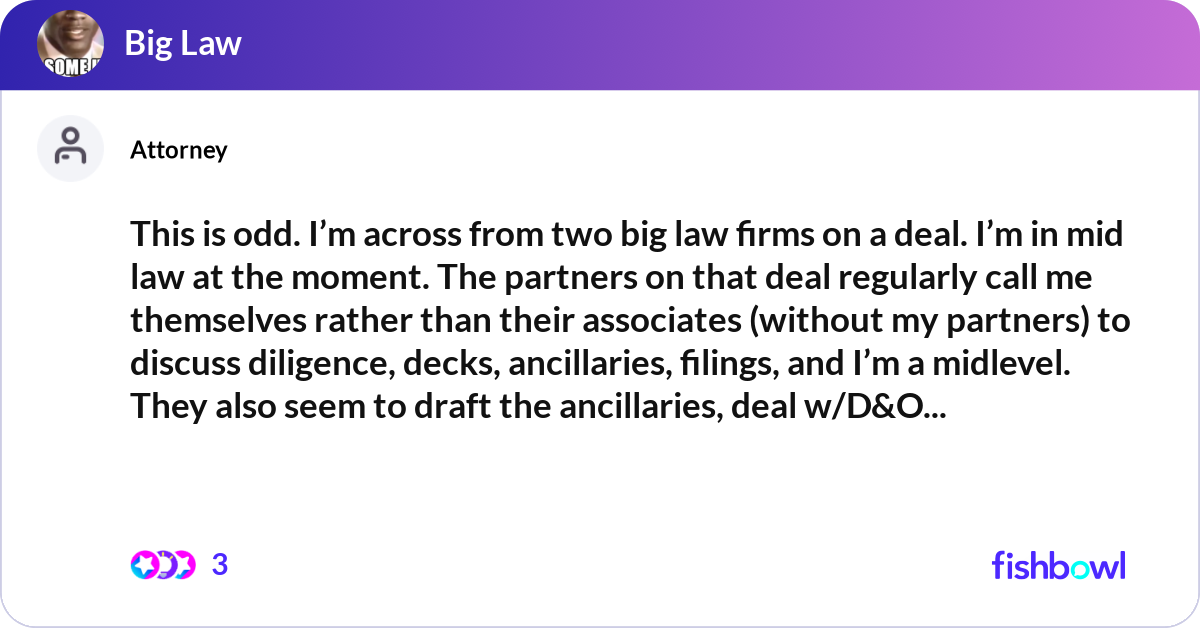 This is odd. I’m across from two big law firms on ... | Fishbowl
