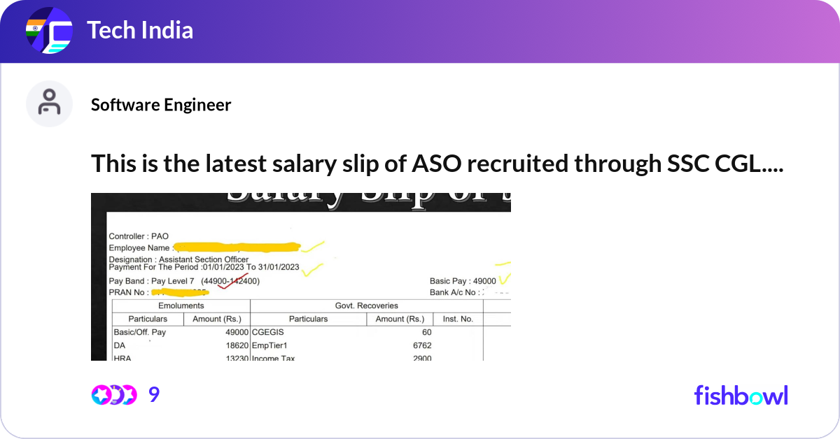 This is the latest salary slip of ASO recruited th... | Fishbowl