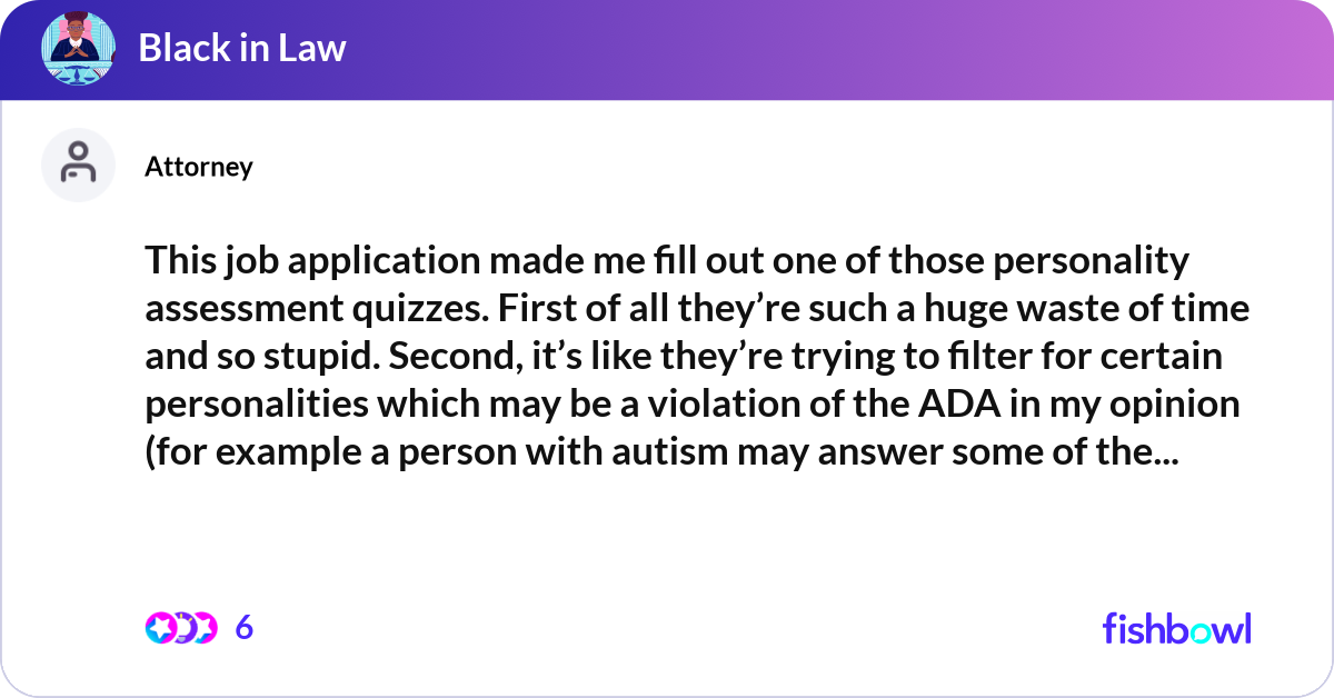 This job application made me fill out one of those... | Fishbowl