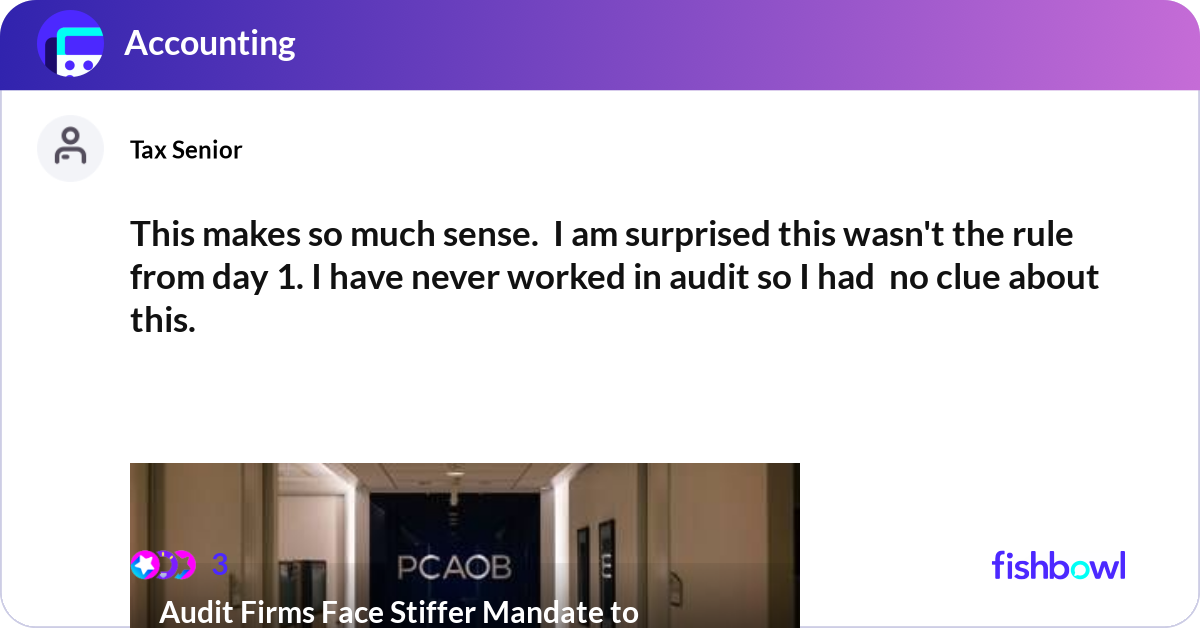 This makes so much sense. I am surprised this was... | Fishbowl