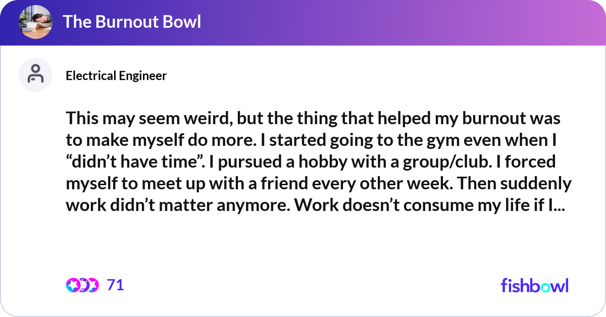 This may seem weird, but the thing that helped my ... | Fishbowl