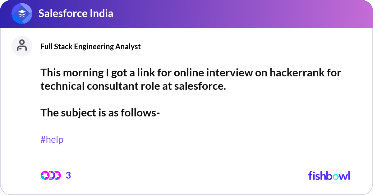 This morning I got a link for online interview on ... | Fishbowl