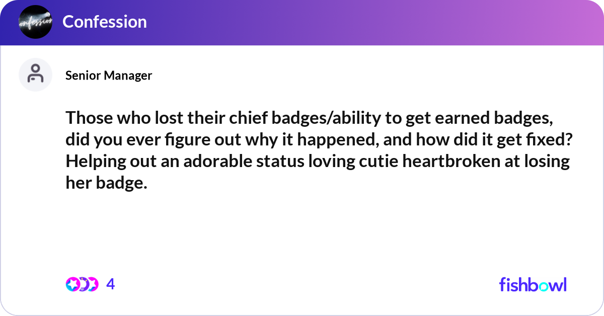 Those who lost their chief badges/ability to get e... | Fishbowl